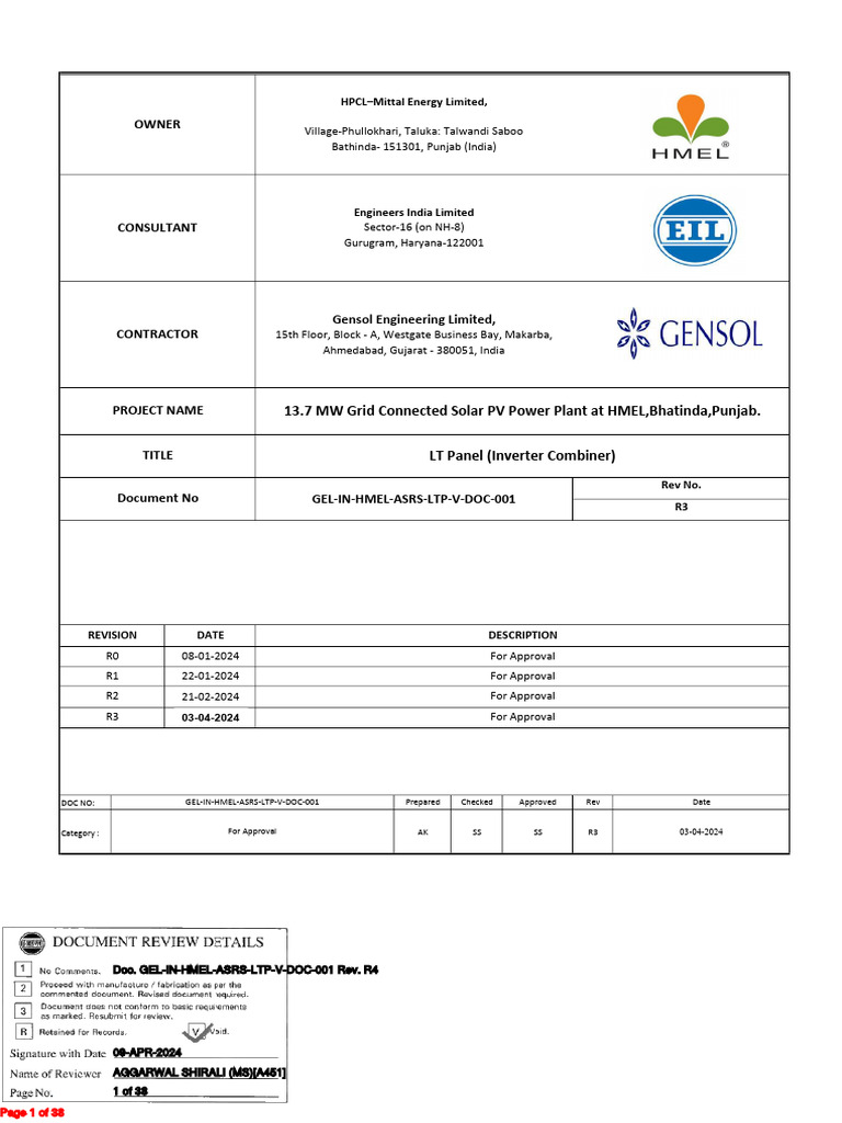 Gel in Hmel Asrs LTP V Doc 001 | PDF | Physical Quantities | Renewable Resources