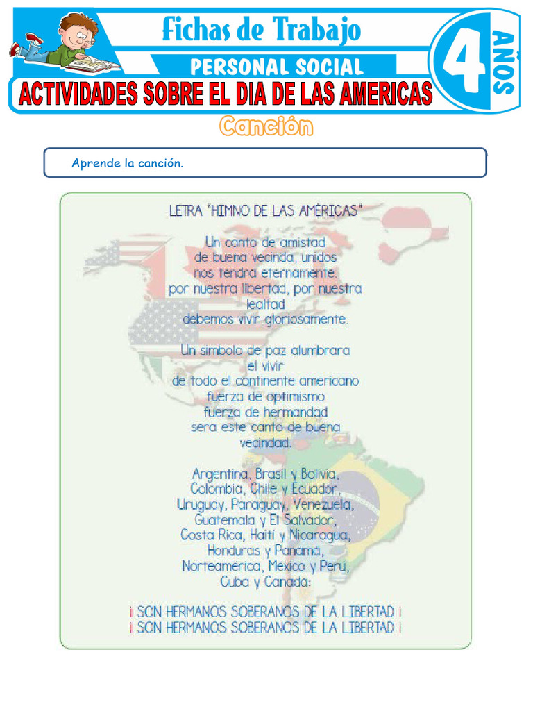 Actividades Sobre El Dia de Las Americas para Ninos de 4 Anos | PDF