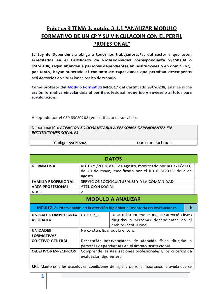 Practica 9 Tema 3 3.1.1. | PDF | Higiene
