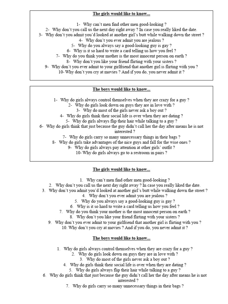 Unit 12 Warm Up The Girls Would Like To Know | PDF