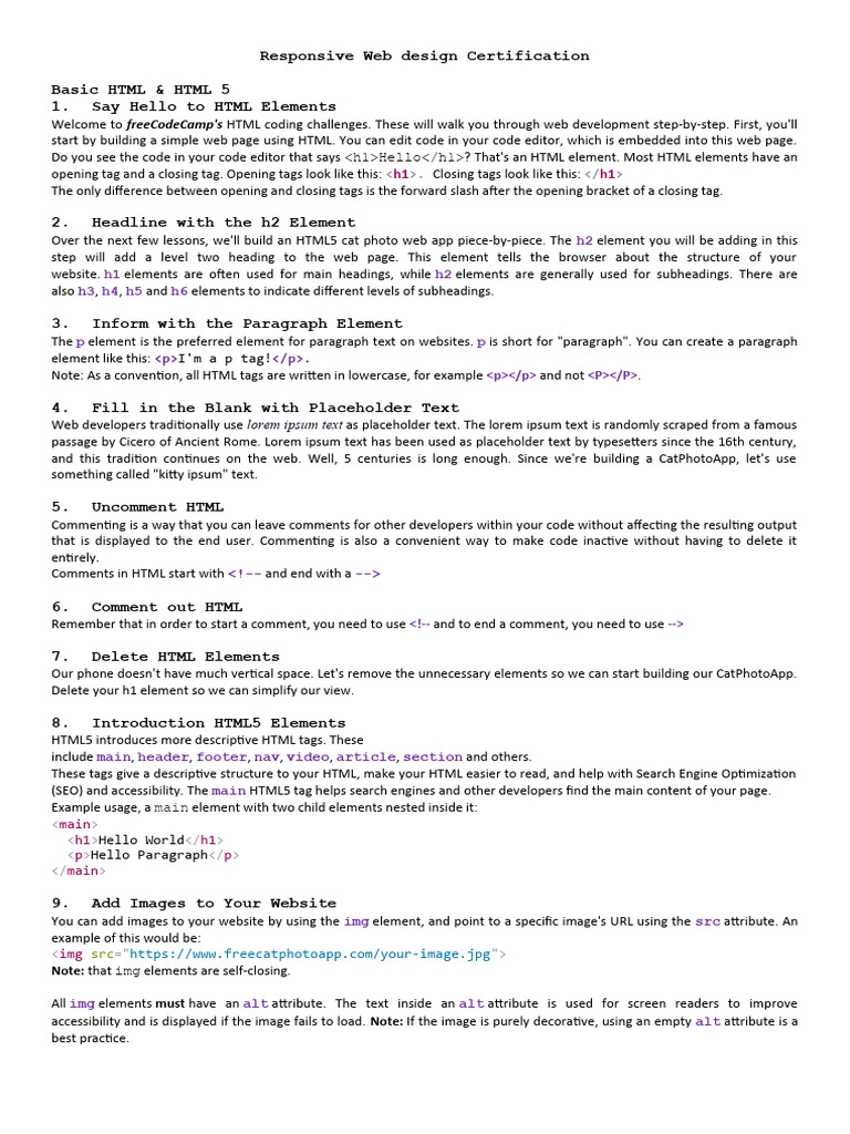 FREECODE - 01 - Responsive Web Design Certification | PDF | Html ...