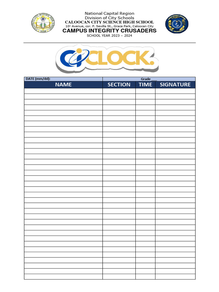 Ci Clock Forms - Generalized | PDF