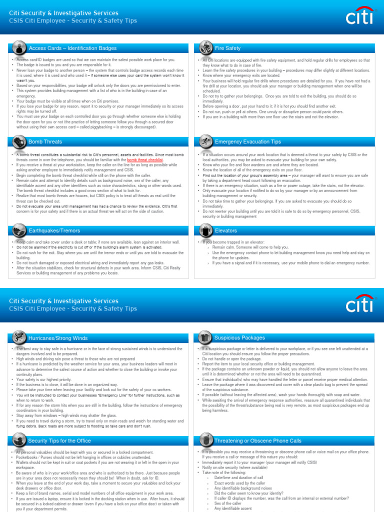 CSIS Security and Safety Tips | PDF | Safety