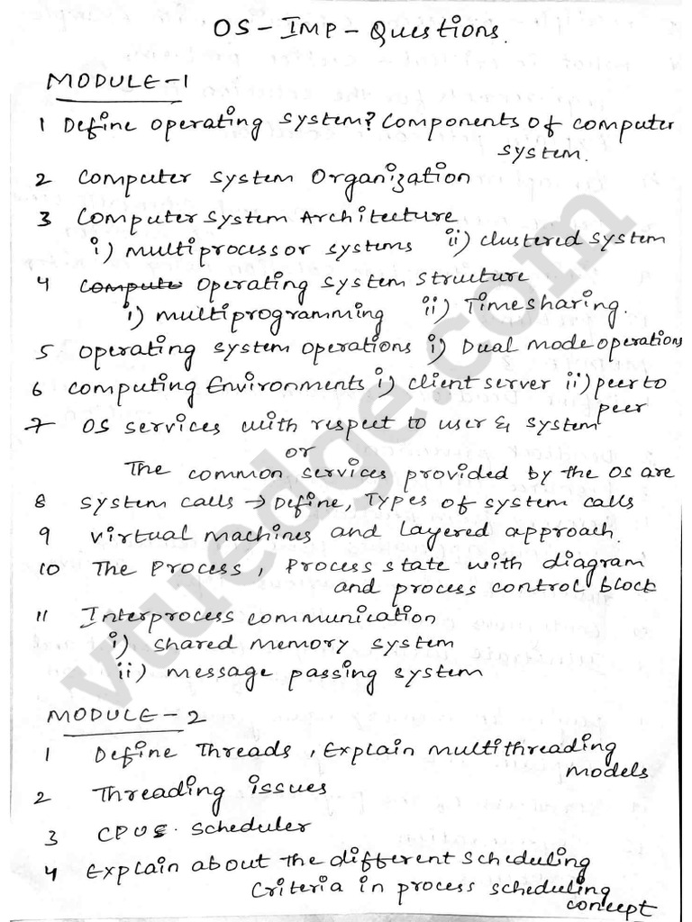OS IMP Questions | PDF