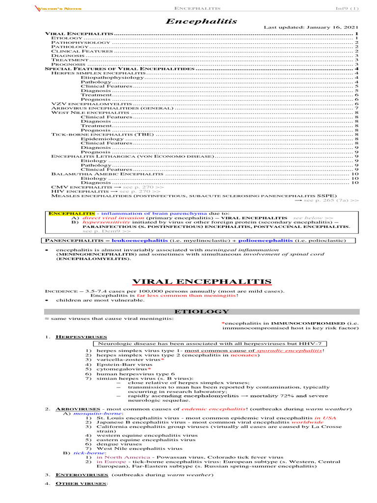 Inf9. Encephalitis | PDF | Medical Specialties | Immunology