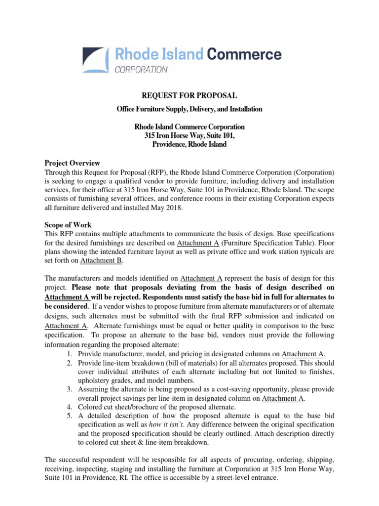 RFP CRI Office Furniture Final | Download Free PDF | Request For ...