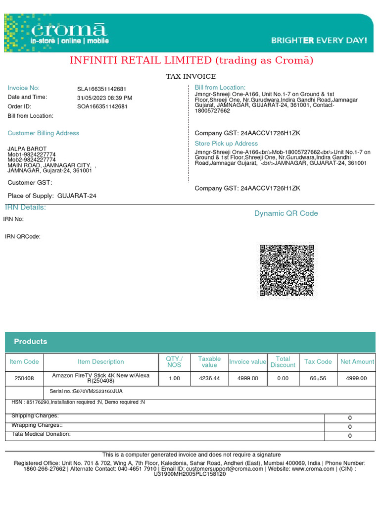 Get Invoice Print 74 | PDF | Payments | Taxes
