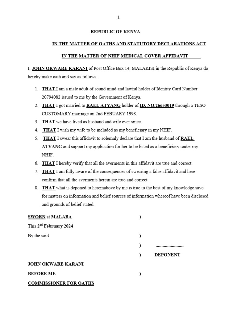 Affidavit Pdf