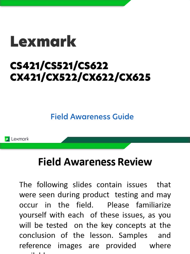 Lexmark Printer Field Issues Guide | PDF | Image Scanner | Printer (Computing)