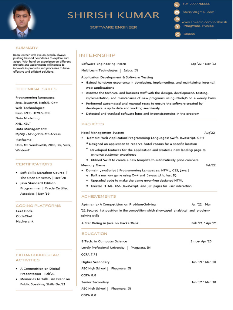 Shirish Kumar: Software Engineer Profile | PDF | Java Script | Java (Programming Language)