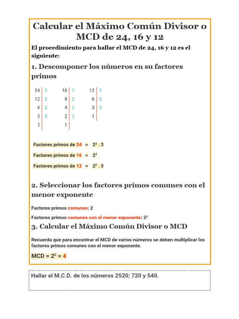 +MCD Ejercicios Explicados 2º | PDF