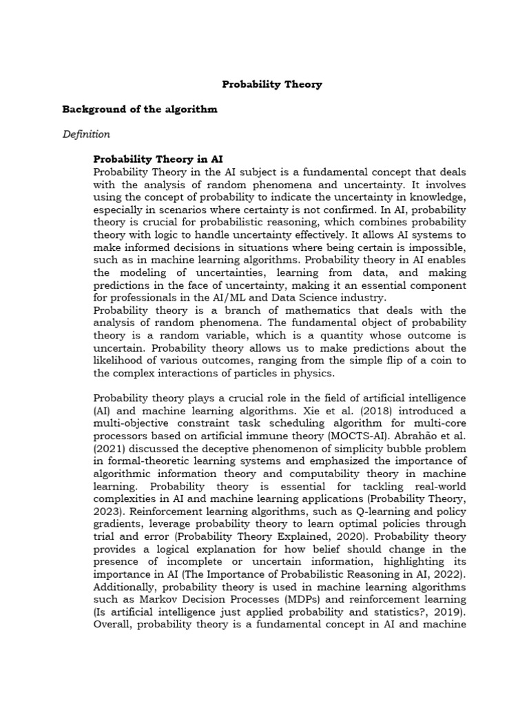 Probability Theory Research | PDF | Probability | Artificial Intelligence