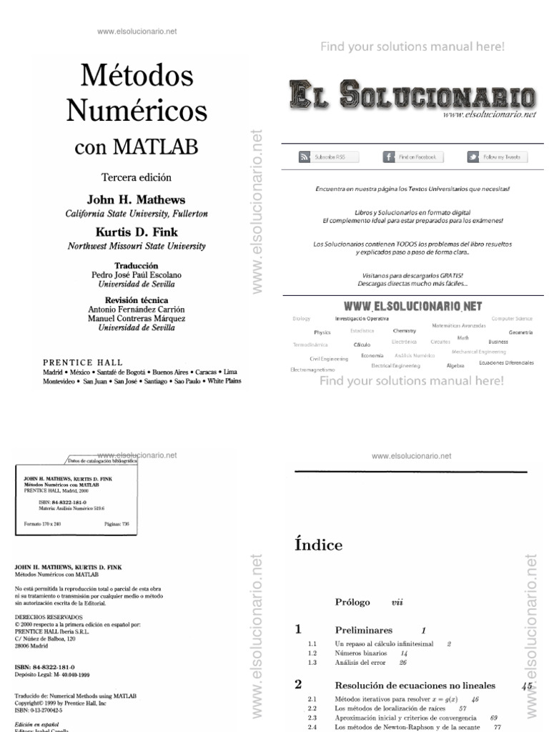 Métodos Numéricos Con MATLAB - Matthews, Fink | PDF