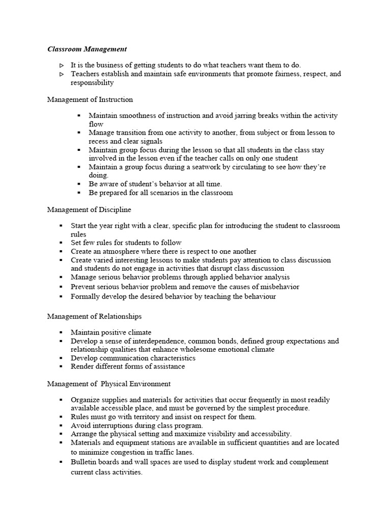 Classroom Management Guide | PDF | Classroom Management | Teachers