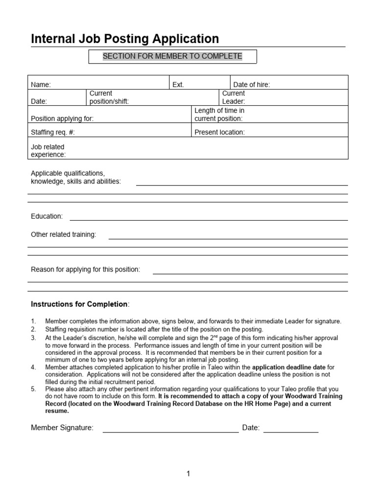 Internal Application for Leader Approval | PDF