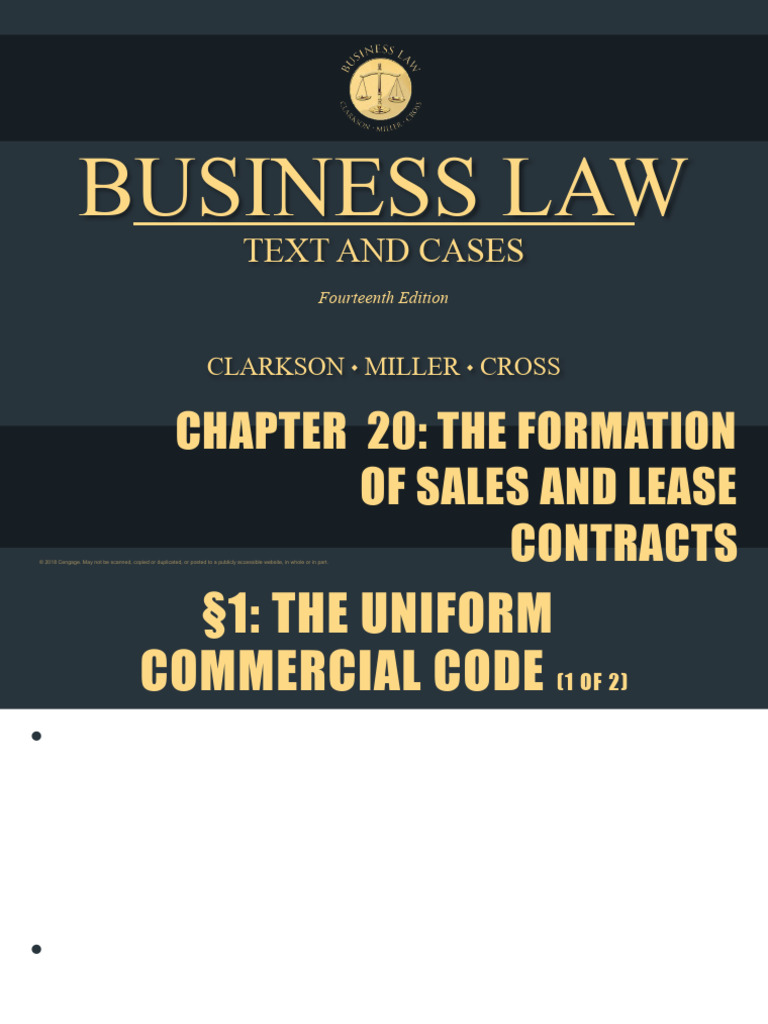 Clarkson14e - PPT - ch20 U4 SALES LEASES Formation of Sales and Lease ...