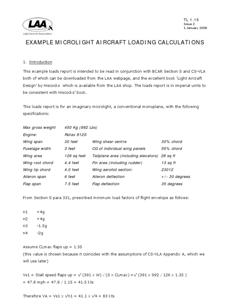 Microlight Aircraft Load Calculations | PDF