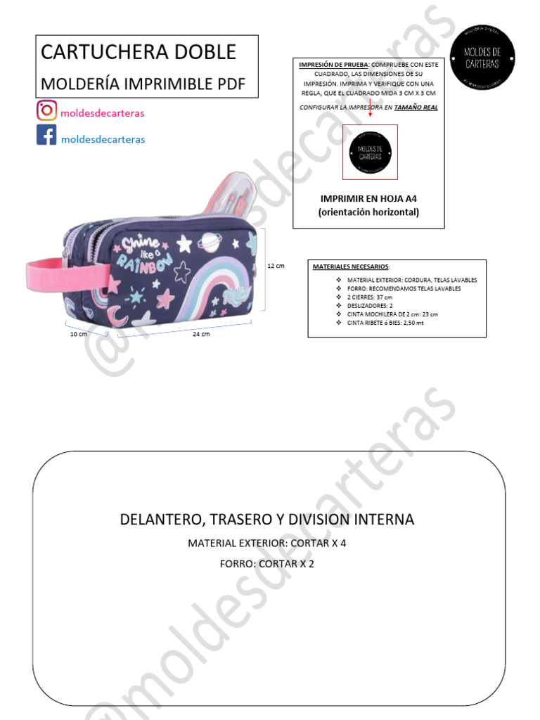 Molde Imprimible para Cartuchera Doble | PDF