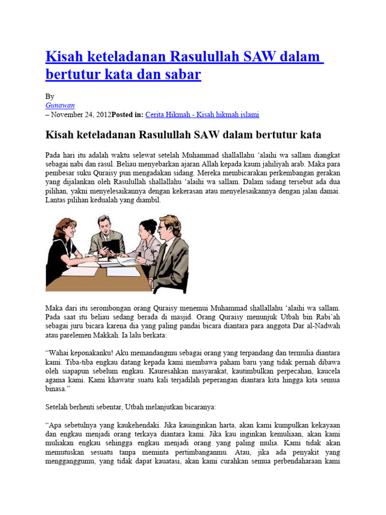 Kisah Keteladanan Rasulullah SAW Dalam Bertutur Kata Dan Sabar | PDF