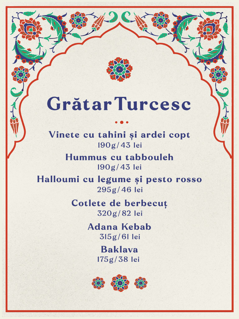 Meniu Gratar Turcesc | PDF