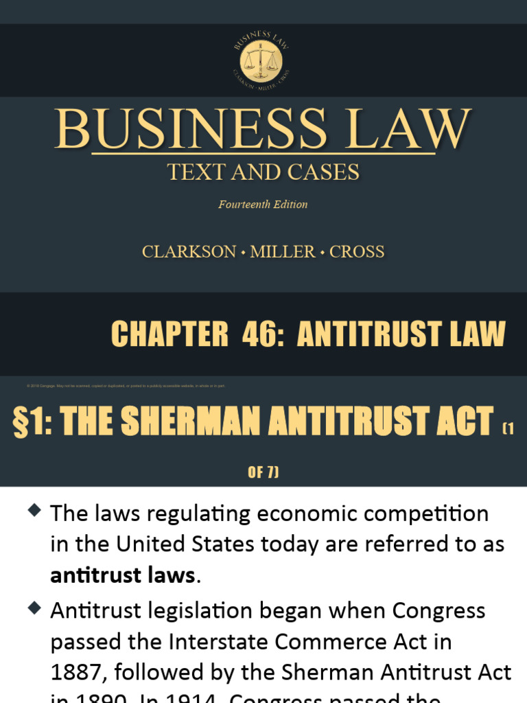 Clarkson14e - PPT - ch46 Antitrust | PDF | Sherman Antitrust Act | Monopoly
