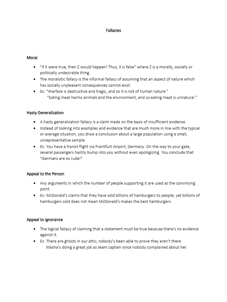 Fallacies | PDF | Fallacy | Argument