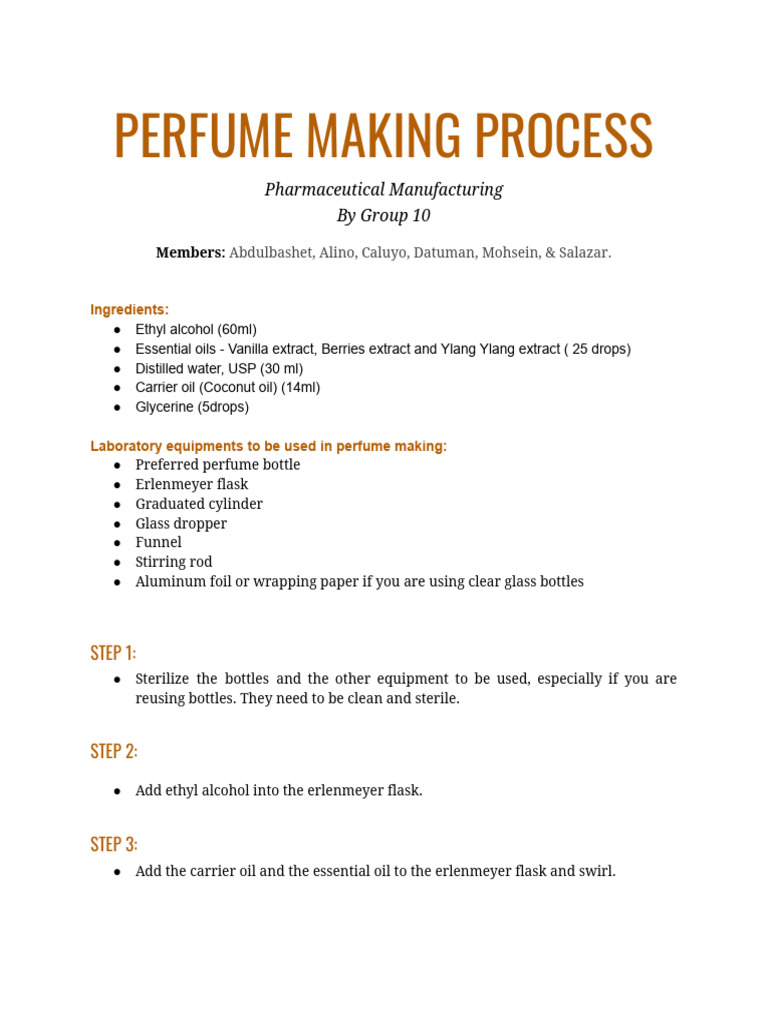 Perfume Process | Download Free PDF | Perfume | Essential Oil