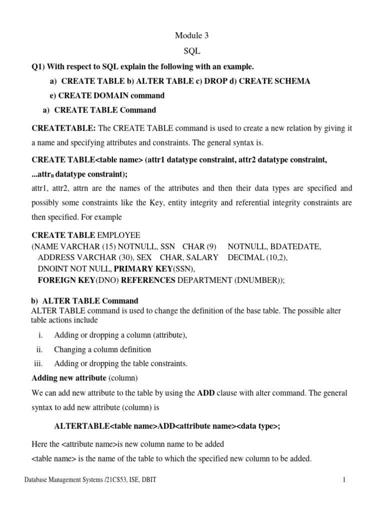 SQL Commands for DBMS Students | PDF | Relational Database | Relational Model