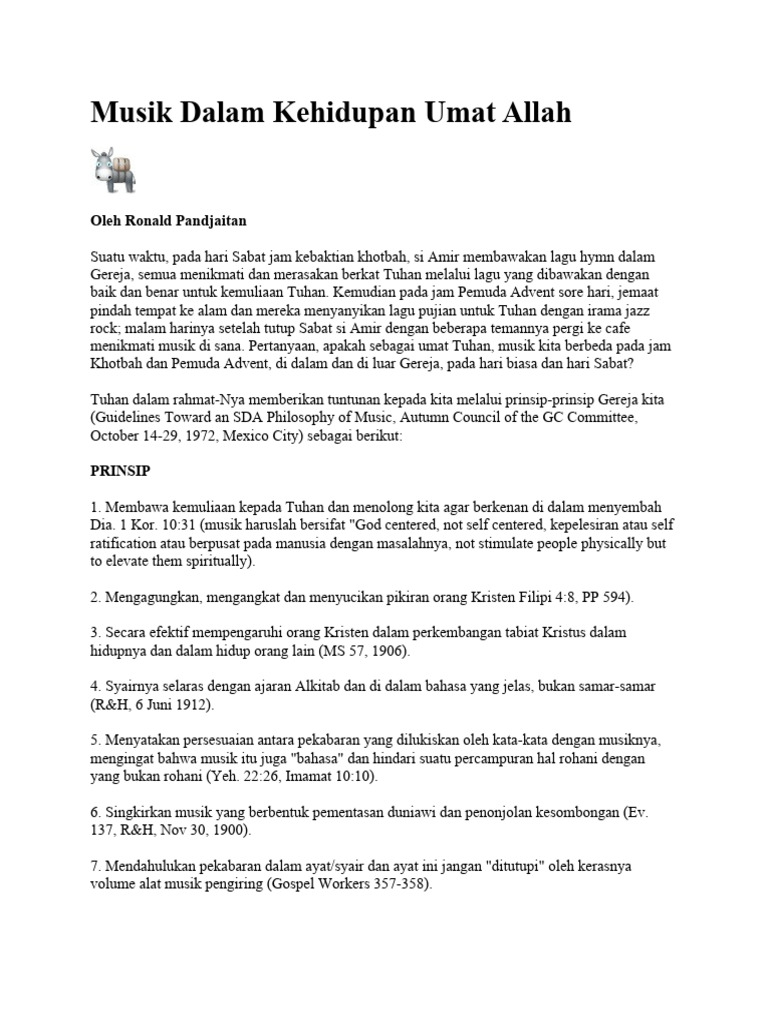 Musik Dalam Kehidupan Umat Allah | PDF