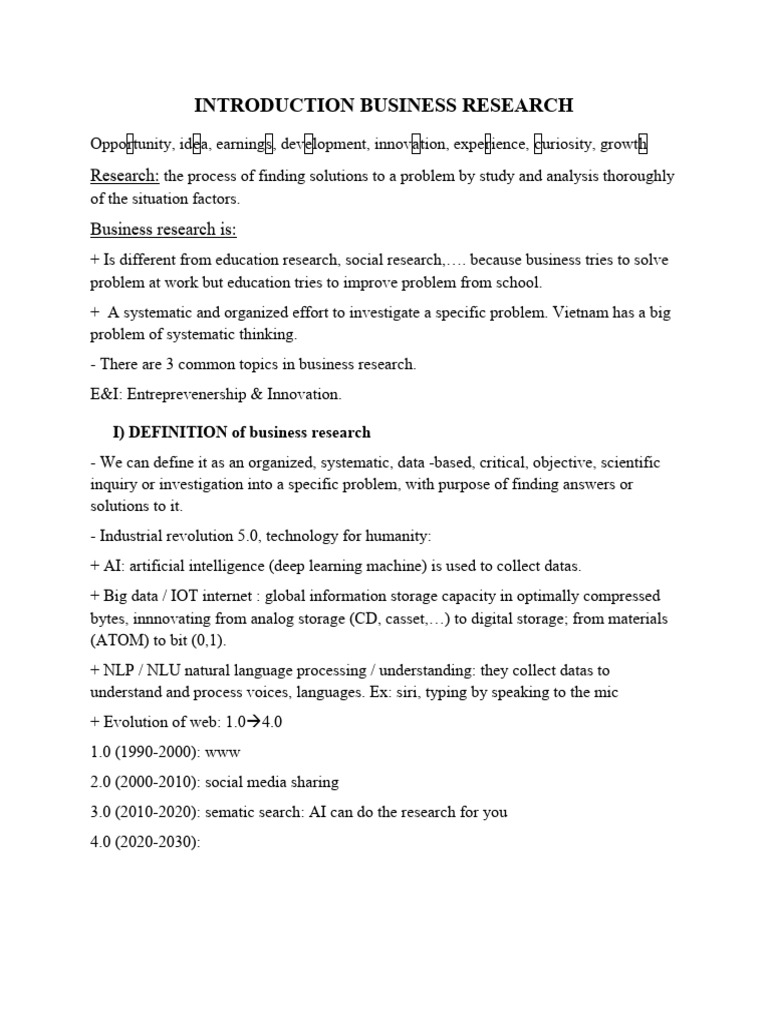 Business Research - Introduction | PDF | Artificial Intelligence ...