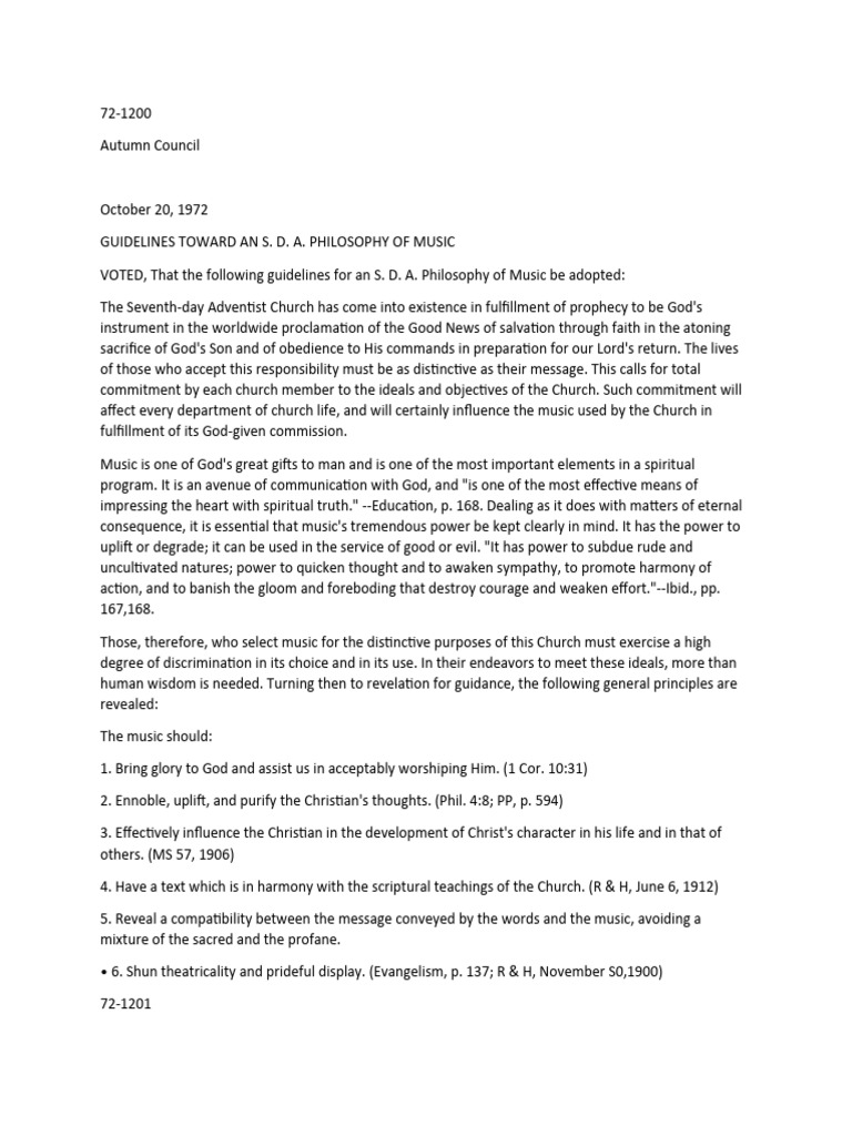 SDA Music Guidelines | PDF | Contemporary Worship Music | Hymns