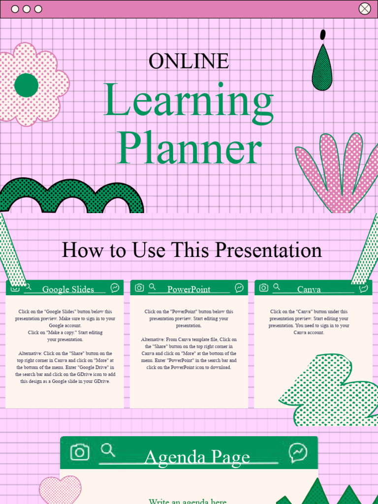 Bản Sao Của Online Learning Planner Pink and Green Retro Illustrative ...