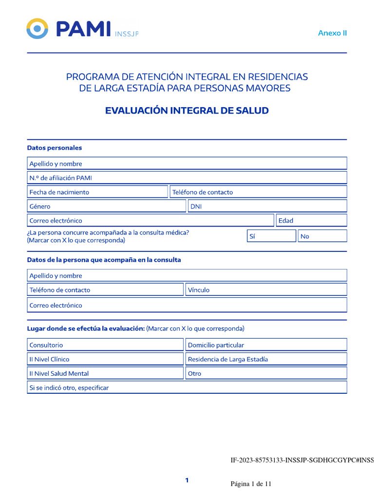 Formulario Evaluacion Integral de Salud - Anexo II | PDF | Salud mental | Depresión (estado de ...