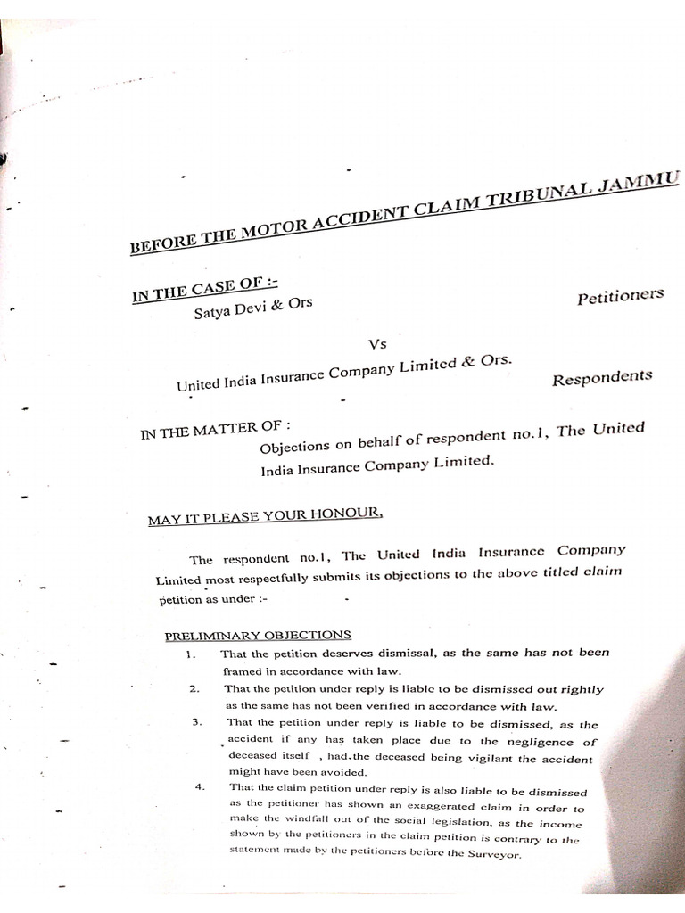 Mact 2nd Objections | PDF