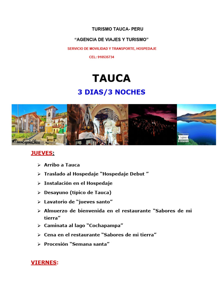 Turismo en Tauca: Paquete 3 Días | PDF | Ciencias sociales | Cocina ...