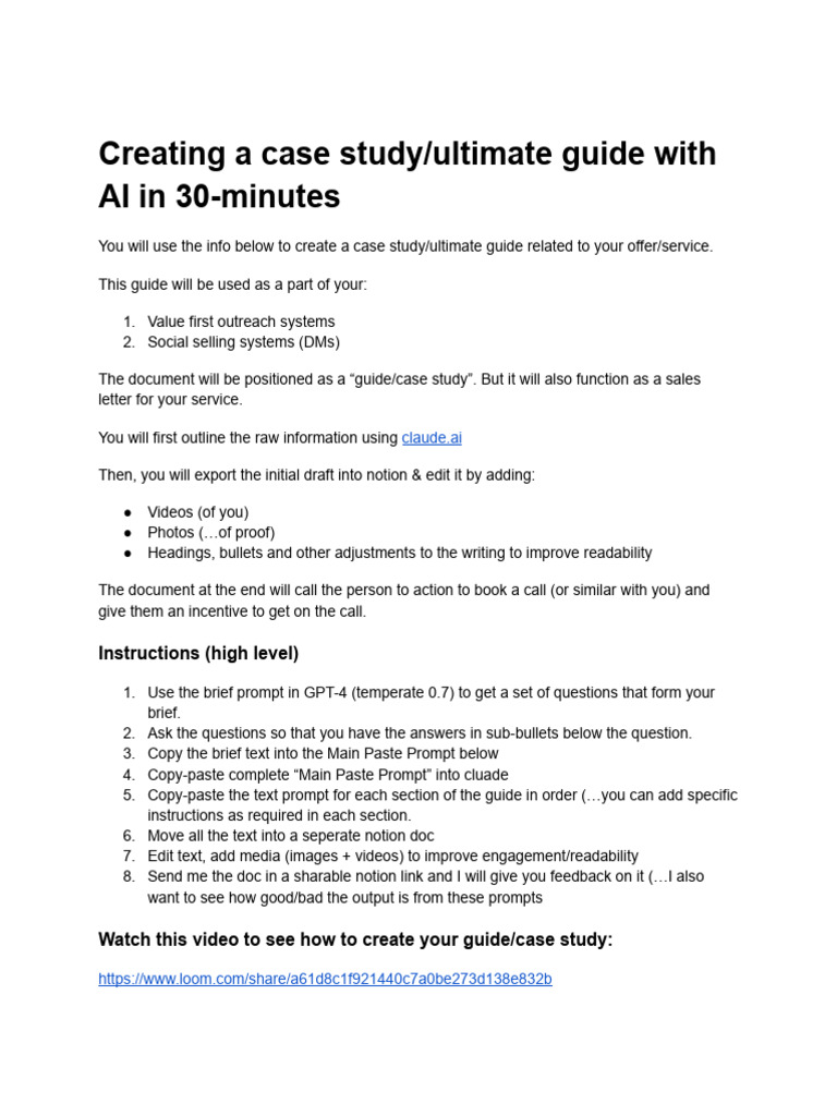 Creating A Case Study - Ultimate Guide With AI in 30-Minutes | PDF ...