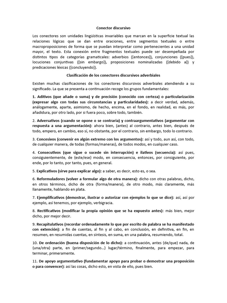 Conector Discursivo | PDF | Adverbio | Gramática