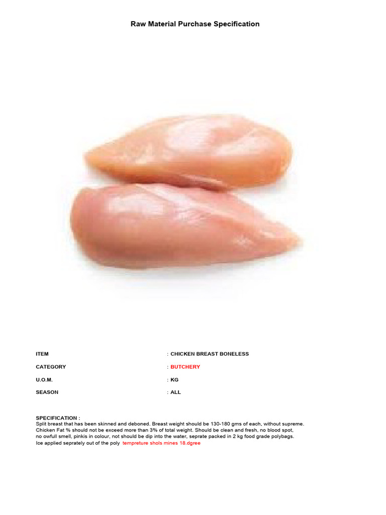 Chicken and Mutton Purchase Specs | PDF