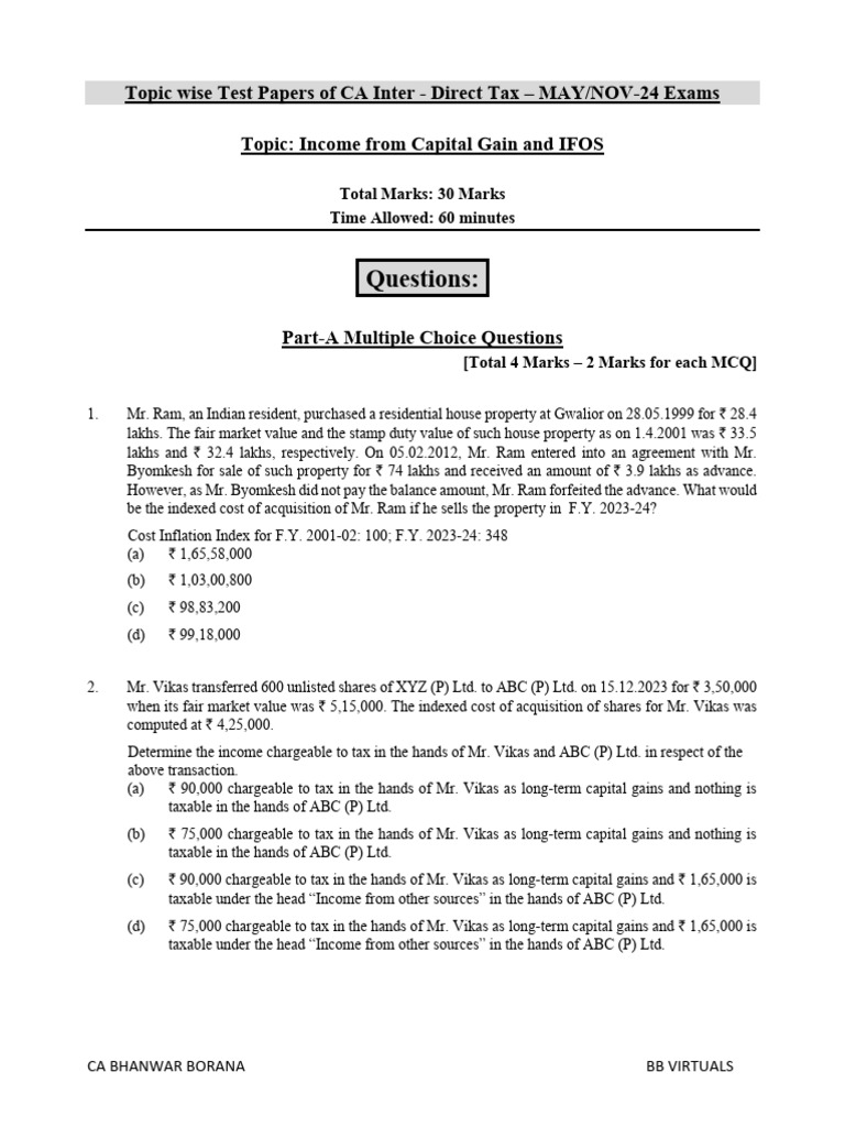 Capital Gain & IFOS - Paper | PDF | Capital Gains Tax | Taxes