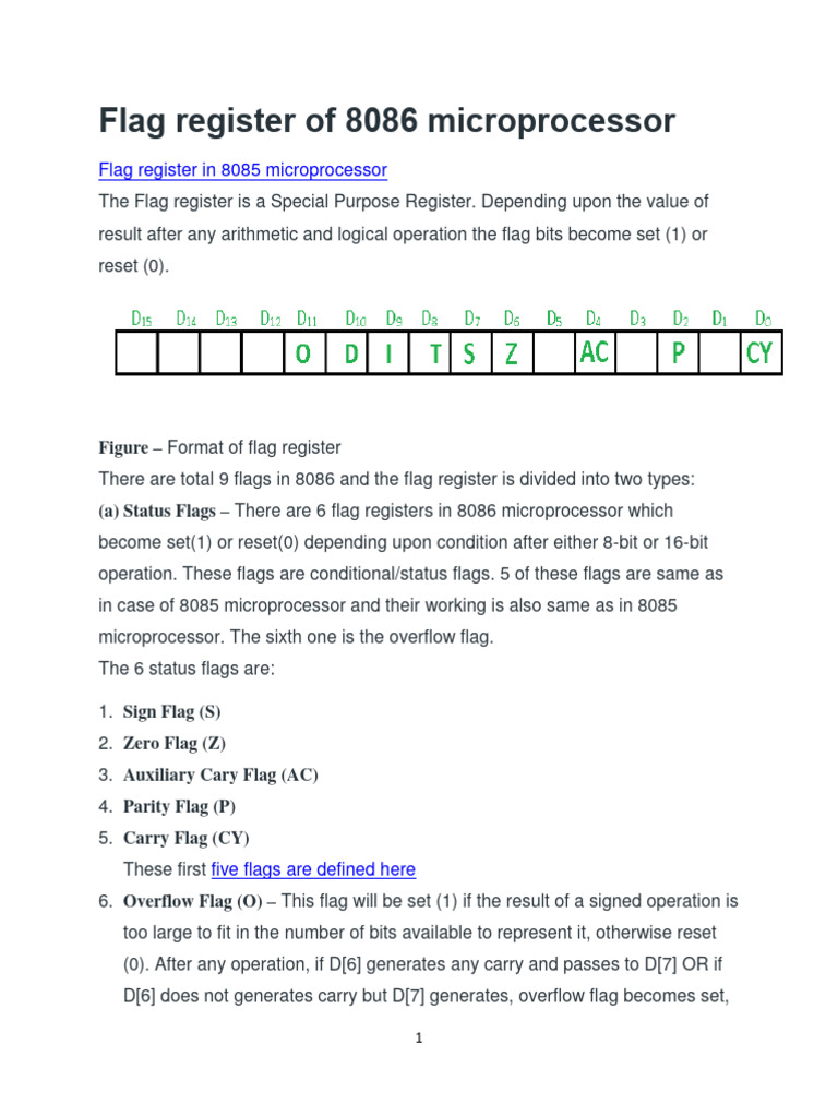 flag reg | PDF | Central Processing Unit | Microprocessor