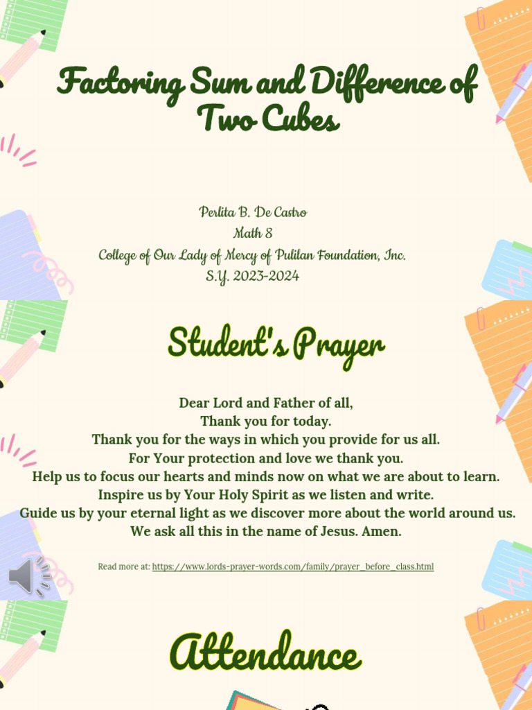 Math 8 Q1 L3 3 Factoring Sum And Difference Of Two Cubes Pdf Factorization Length