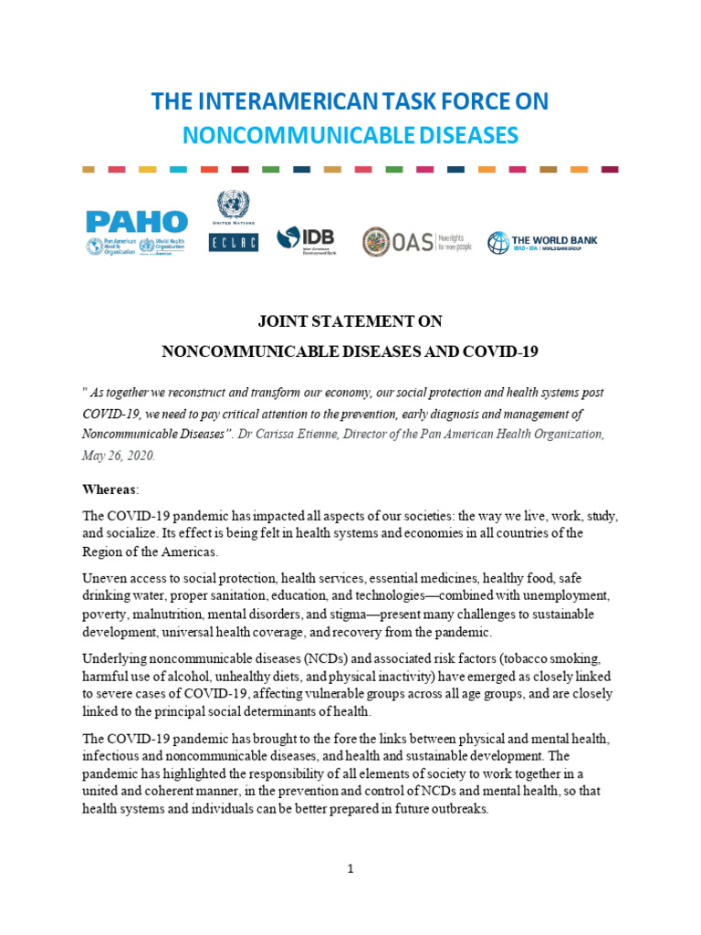 NCDs and COVID-19: Joint IATF Statement | PDF | Non Communicable ...