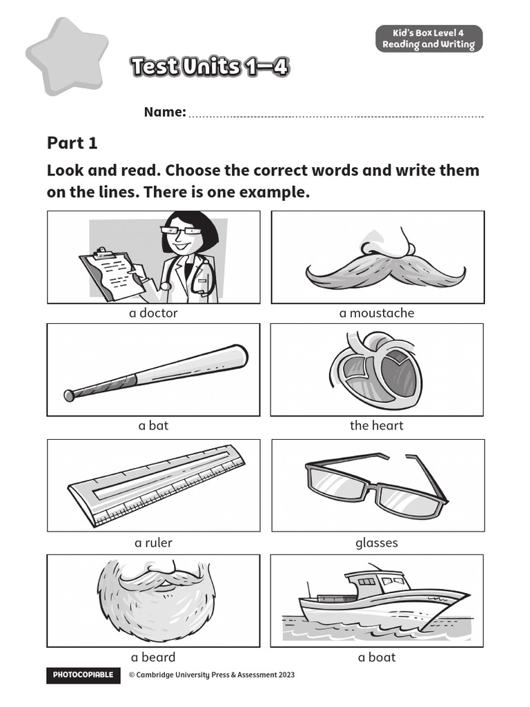 KidsBox Level4 Test Units 1-4 Reading and Writing 1 | PDF