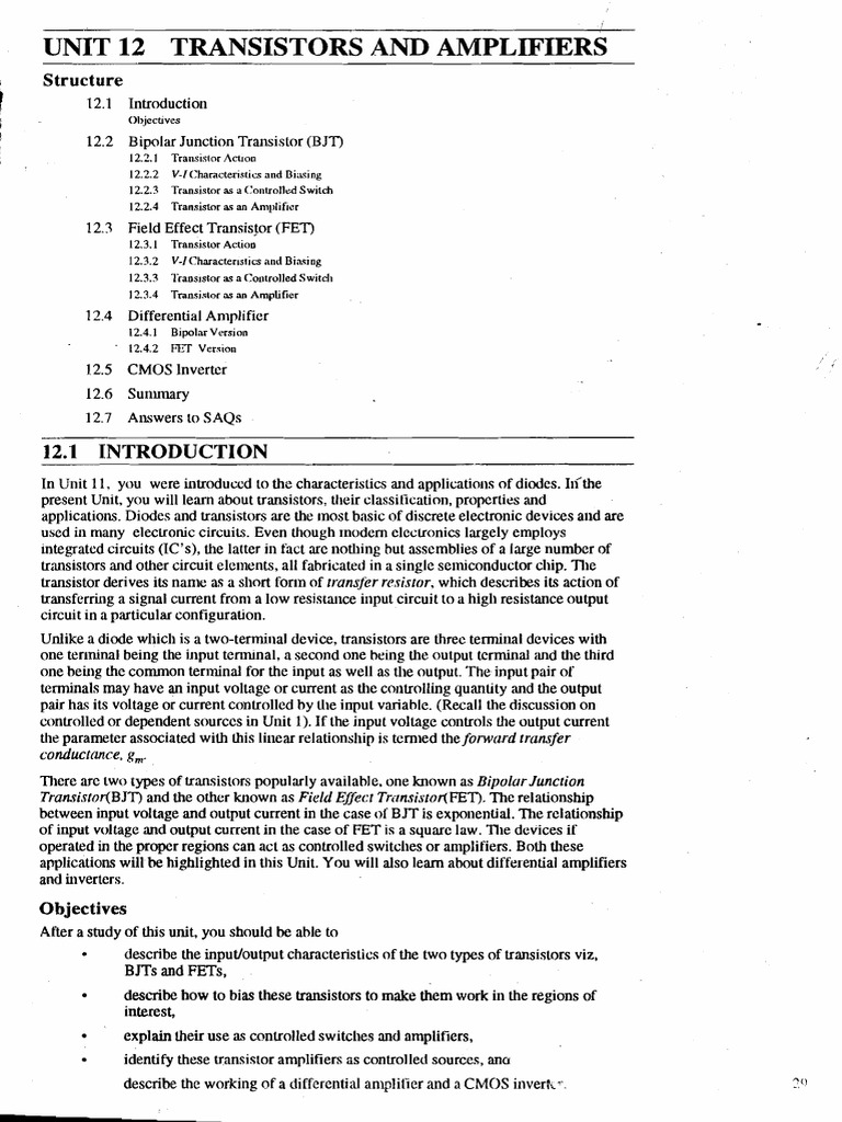 Unit 12 | PDF | Bipolar Junction Transistor | Transistor