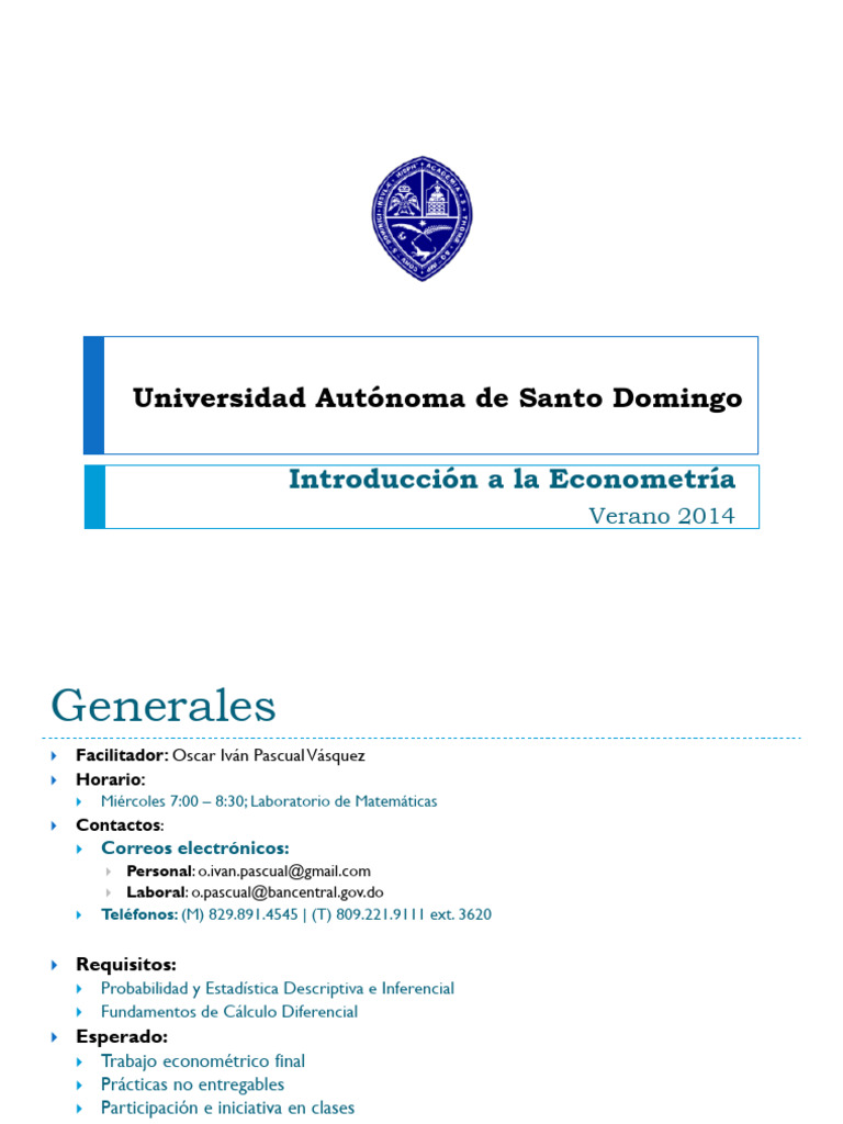 Introducción A La Econometría - Introducción | Descargar gratis PDF | Econometría | Estadísticas