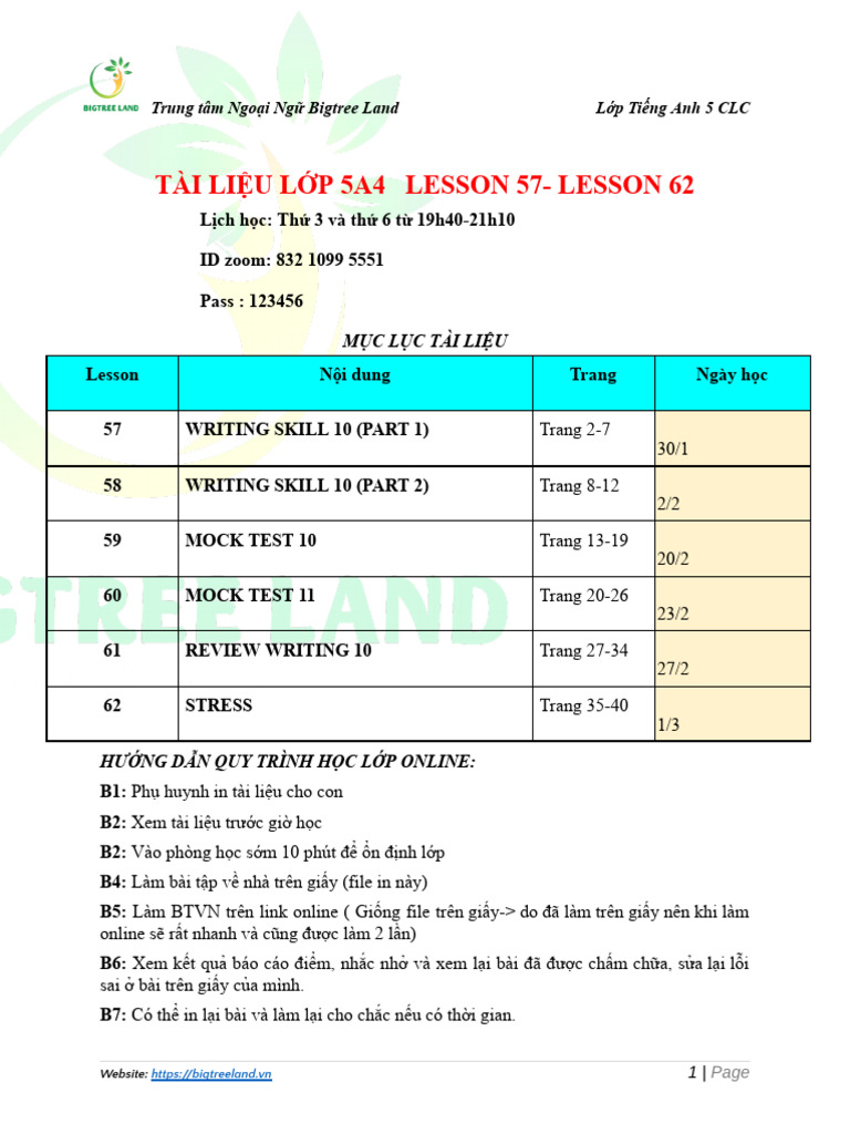 5a4 - Lesson 57 - Lesson 62 | PDF