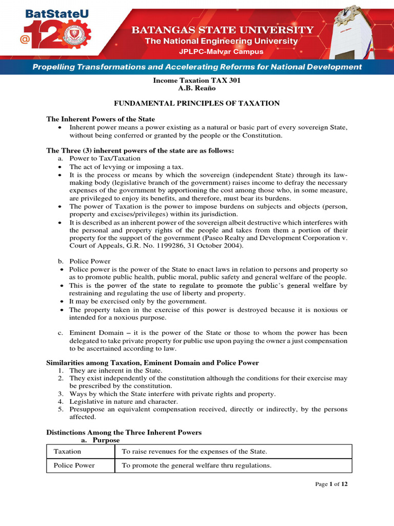 Fundamental Taxation Principles Explained | PDF | Taxes | Taxation In ...
