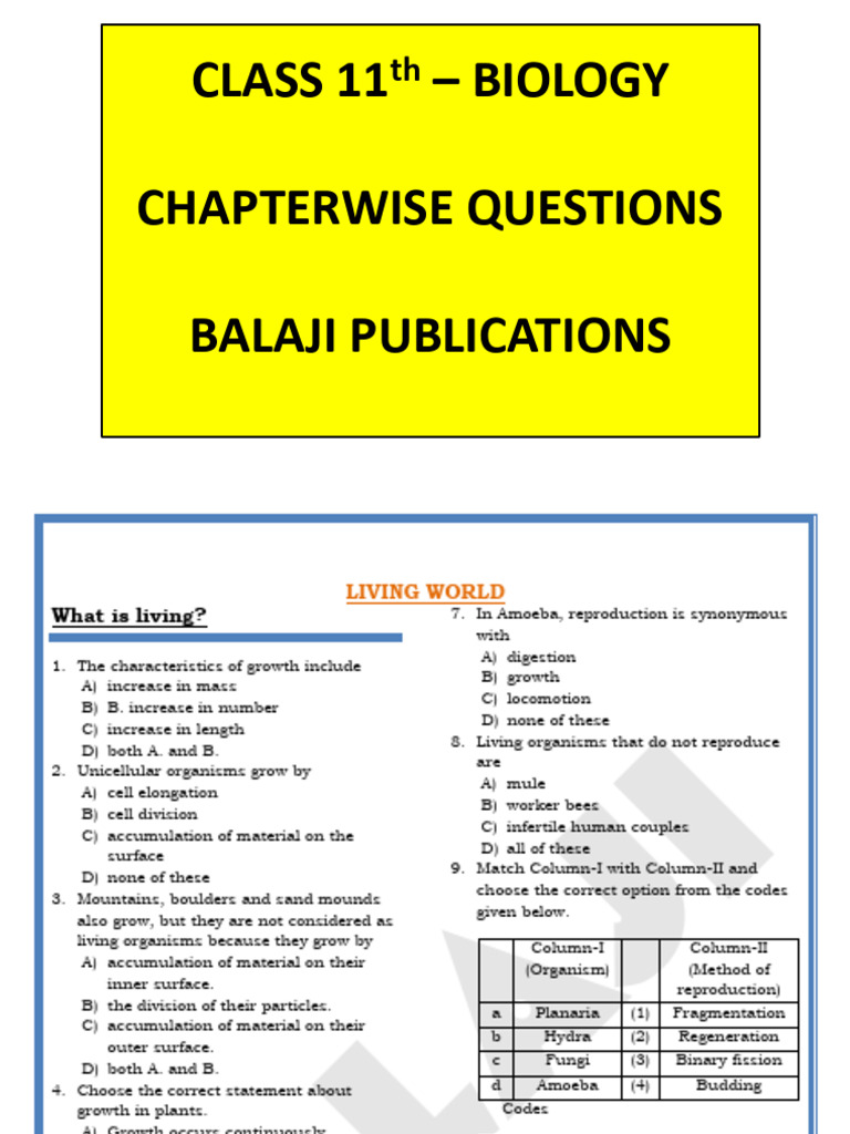 1) CLass 11th Biology - All Chapters Combined - BALAJI | Download Free PDF | Taxonomy (Biology ...