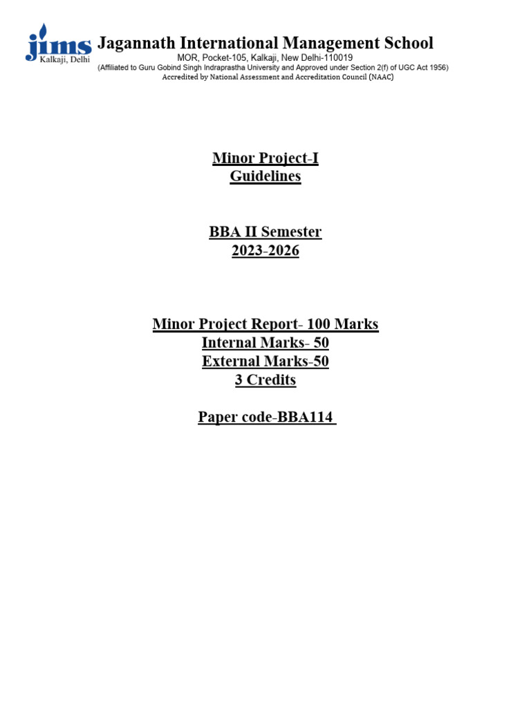 Minor Project - Guidelines - BBA | PDF | Business