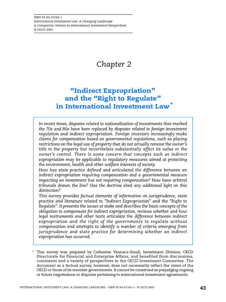 Indirect Expropriation and Regulation Issues | PDF | Eminent Domain ...